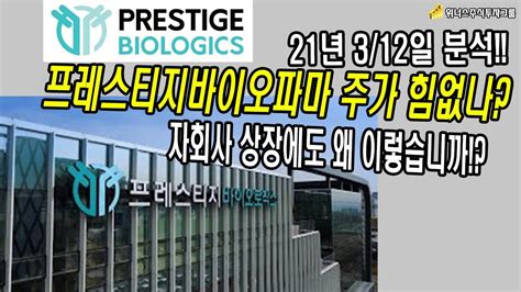 주식 종목분석 프레스티지바이오파마 반등 언제쯤 바이오로직스 상장에도 딱히 힘이 없습니다 항상 함께 보세요 21년 3