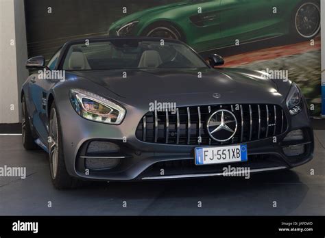 turin italy 7th june 2017 a mercedes amg gt r third edition of parco valentino car show