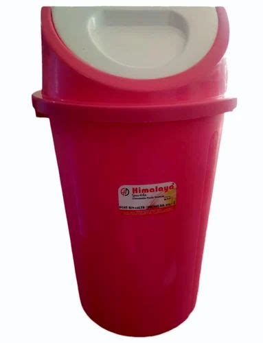 Cylindrical Himalaya Dark Pink Swing Lid Plastic Waste Bin For Home