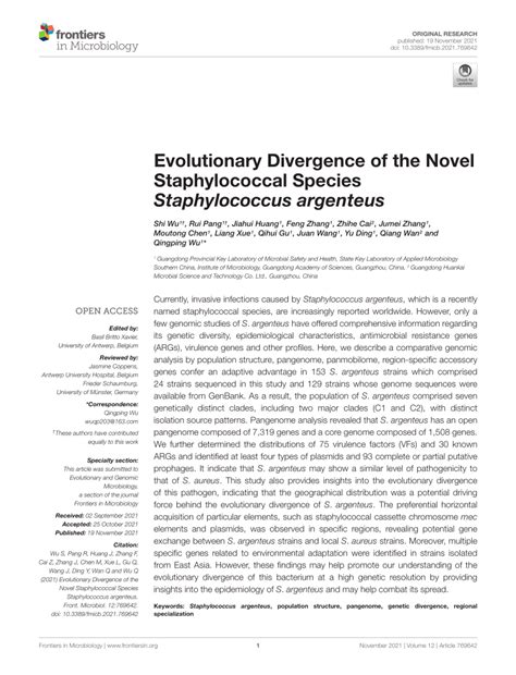 Pdf Evolutionary Divergence Of The Novel Staphylococcal Species