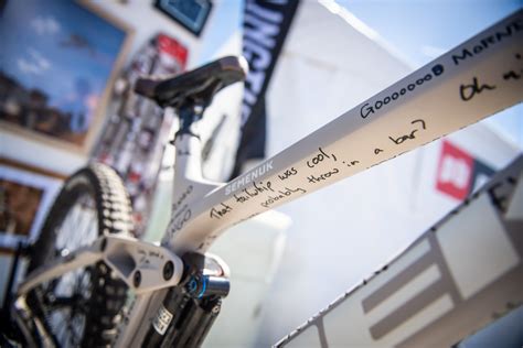 brandon semenuk s rampage bike at the tld booth pit bits sea otter