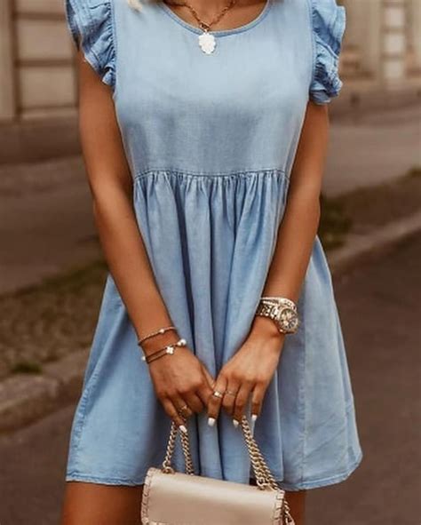Blue Jean Dress With Frills Ivy•may