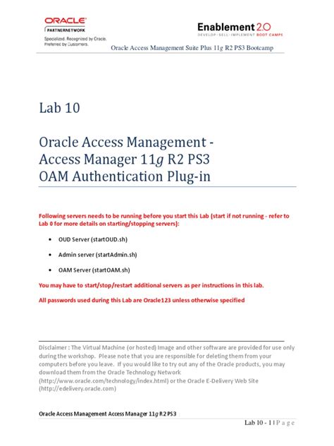 Lab 10 Oracle Access Management Access Manager 11g R2 Ps3 Oam