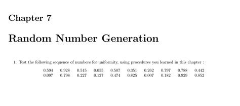 Solved Chapter 7 Random Number Generation 1 Test The Chegg Com
