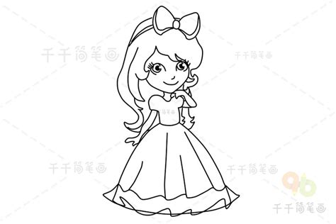 公主简笔涂色画模板 可打印涂色 适合8 10岁的小朋友学习 人物涂色画简笔画