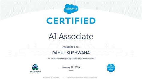 Rahul Kushwaha Rk On Linkedin I Have Completed An Ai Associate Salesforce Certificate