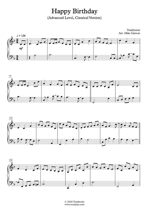 Happy Birthday Advanced Level Classical Version Traditional
