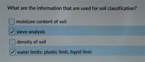 Solved What Are The Information That Are Used For Soil Chegg Com