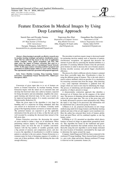 Pdf Feature Extraction In Medical Images By Using Deep Learning Approach