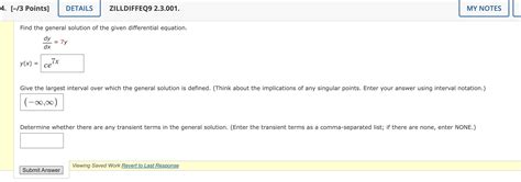 Solved Find The General Solution Of The Given Differential Chegg Com