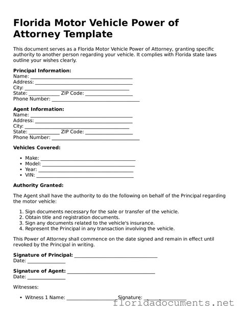 Download Florida Motor Vehicle Power Of Attorney Form Florida Documents