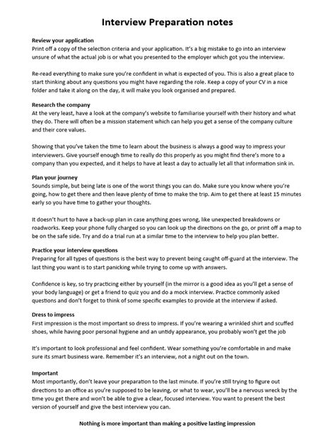 Interview Preparation Notes Pdf