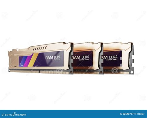 Random Access Memory Ram Modules Gold Color Isolated On The White Background 3d Render Stock