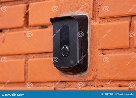 Black Intercom Device On A Brick Wall Stock Image Image Of Modern Control 287073481