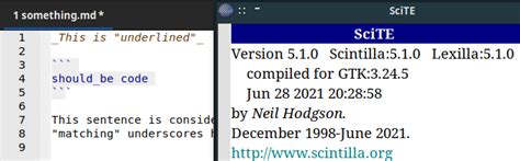 markdown matching underscores have priority over code block · issue 1439 · geany geany · github