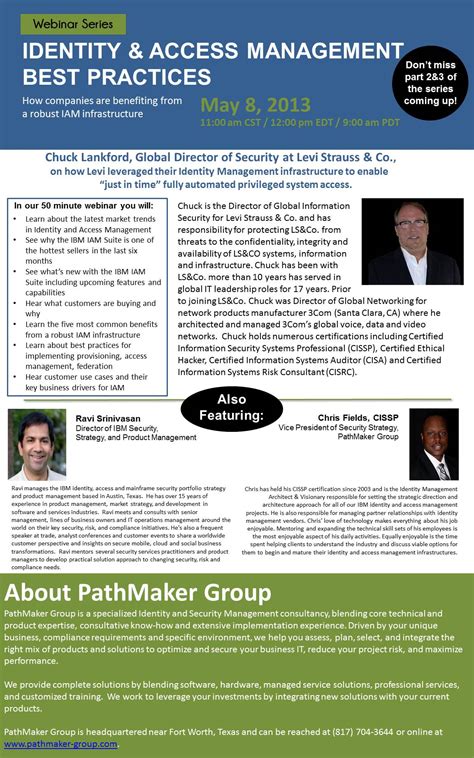 Identity Access Management Best Practices Webinar PathMaker Group