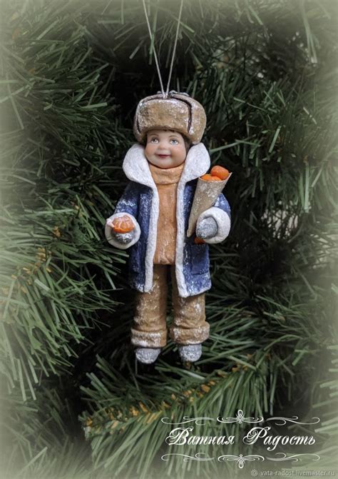 Ватная елочная игрушка Тимоша с мандаринками в интернет магазине на Ярмарке Мастеров Елочные