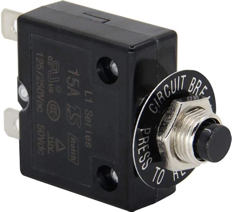 Rkurck 125 250v Ac 50v Dc Push Button Circuit Breaker 25 Amps Thermal Overload Protector L1