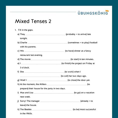 Königspaket Mixed Tenses Englisch 6 Klasse Inklusive Test