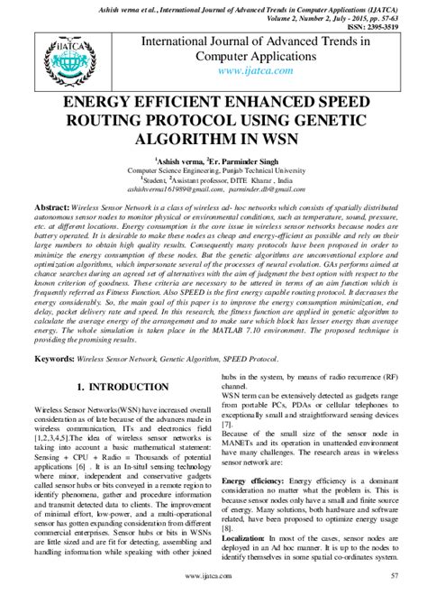 Pdf Energy Efficient Enhanced Speed Routing Protocol Using Genetic Algorithm In Wsn