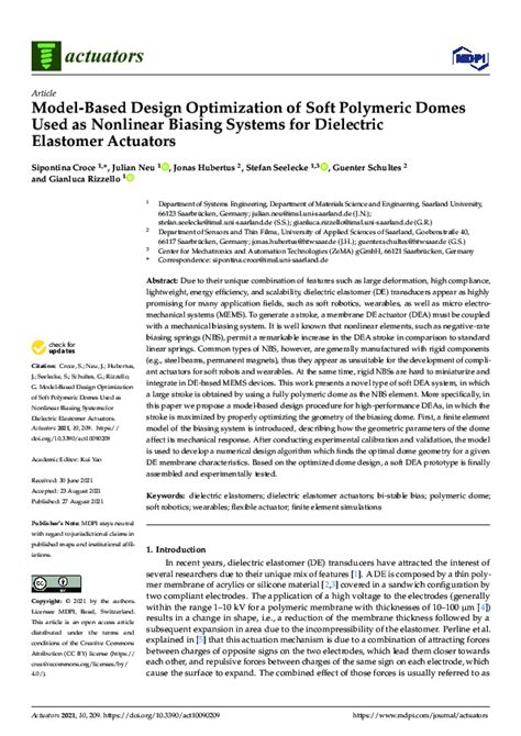 Pdf Model Based Design Optimization Of Soft Polymeric Domes Used As Nonlinear Biasing Systems