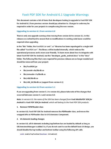 Foxit Pdf Sdk Upgrade Warnings Android Pdf Integer Computer