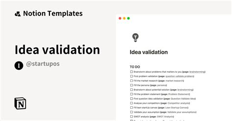 Idea Validation Template By Idea Os Validate Your Startup Idea