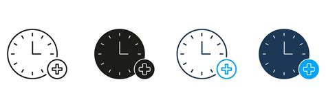 Clock With Plus Sign Line And Solid Icon Set Time Management Scheduling And Appointment