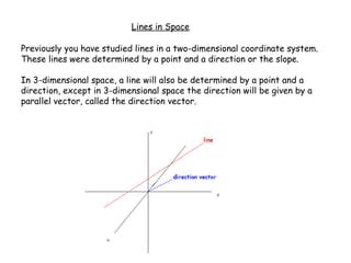 Equations Of Lines In Space PPT