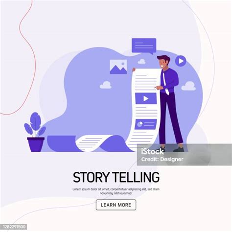 웹 사이트 배너 광고 및 마케팅 자료 온라인 광고 비즈니스 프레젠테이션 등에 대한 스토리 텔링 컨셉 벡터 일러스트레이션 0명에 대한 스톡 벡터 아트 및 기타 이미지 Istock