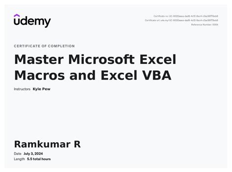 Ramkumar R On Linkedin Vba Excelautomation Certification Udemy