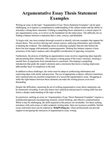 Argumentative Essay Thesis Statement Examplespdf