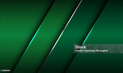 추상녹색 메탈릭 광택 실버 라인 슬래시는 육각형 메쉬 디자인모던 럭셔리 미래지향적 배경 벡터 일러스트레이션에 겹칩니다 금속에 대한 스톡 벡터 아트 및 기타 이미지 Istock