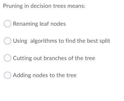 Solved Pruning In Decision Trees Means Renaming Leaf Nodes Chegg