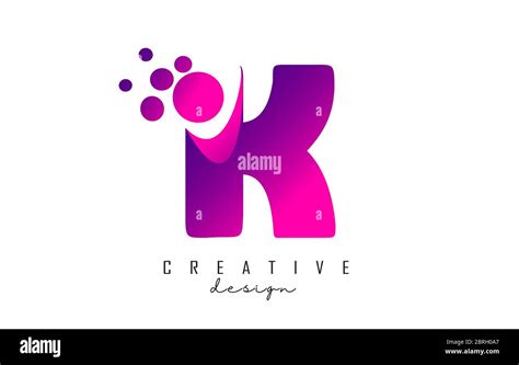 K Dots Letter Logo With Purple Pink Bubbles Vector Illustration Dots