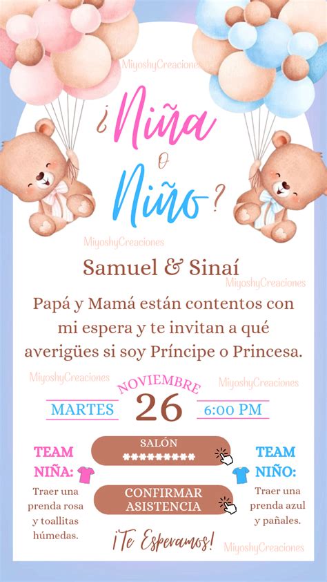 Invitaciones Revelacion De Genero Plantillas