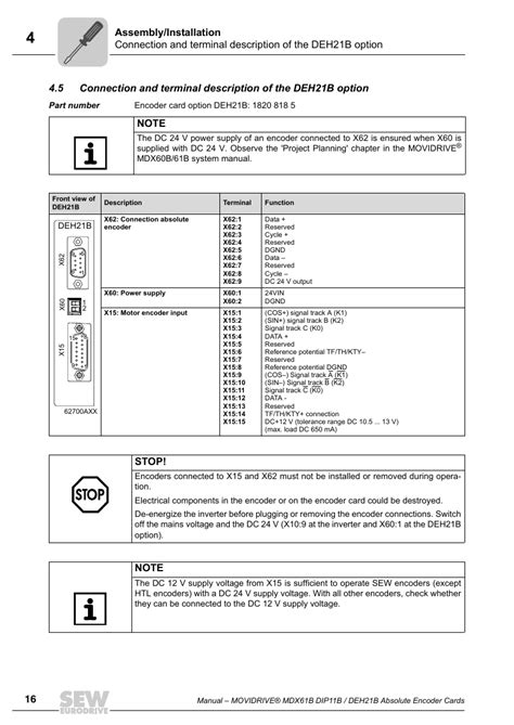 SEW Eurodrive Movidrive MDX61B Servo Drives Manual PDF View Download Page 16