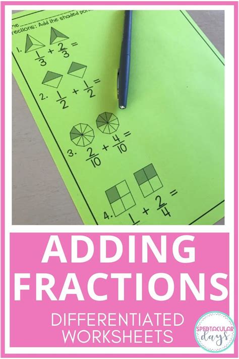Adding Fractions With Like Denominators A Vaap Resource Elementary