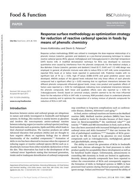 Pdf Response Surface Methodology As Optimization Strategy For