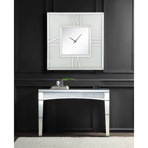 Noralie Wall Clock Wled 97730 Mirrored And Faux Diamonds Acme