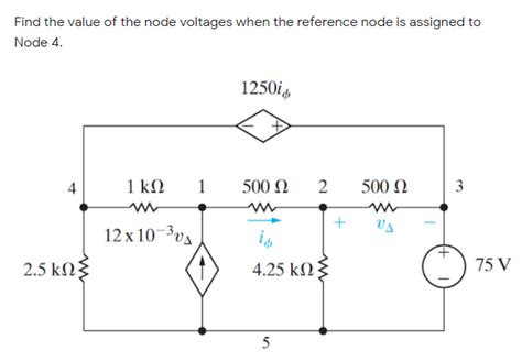 solved find the value of the node voltages when the