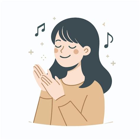 Premium Vector Vector Illustration Of Happy Young Woman Clapping Her