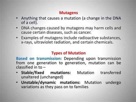 Concept Of Mutation And Its Classification Pptx Genetics Science