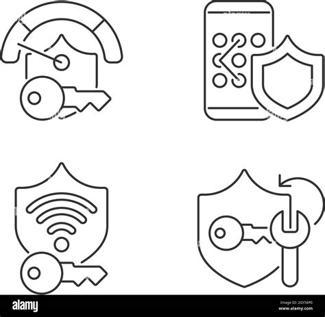 System Password Linear Icons Set Stock Vector Image And Art Alamy