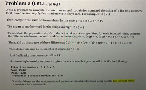 Solved Problem A LA1a Java Write A Program To Compute The Chegg