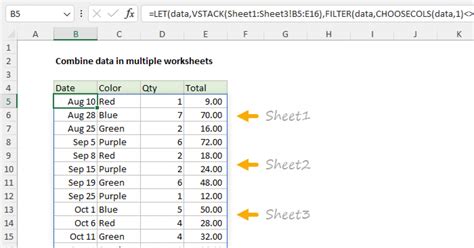 combine data in multiple worksheets excel formula exceljet