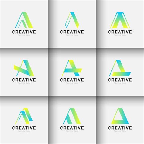 그라디언트 로고 템플릿 집합 프리미엄 벡터