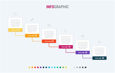 6 단계와 추상 비즈니스 모듈 형 인포 그래픽 템플릿 화려한 다이어그램 타임 라인 및 밝은 배경에 고립 된 일정 0명에 대한 스톡 벡터 아트 및 기타 이미지 Istock