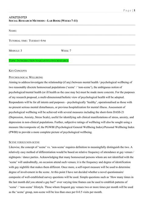 Quantitative Methods Lab Book Assignment Grade Hd 100 Ats2723 Social Research Methods