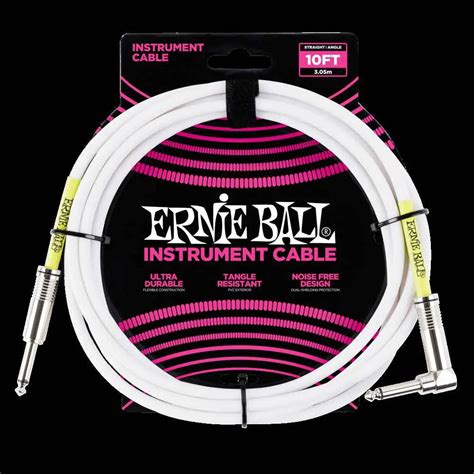 Classic Instrument Cable Standard White Straightangle Heavy Metal Fx